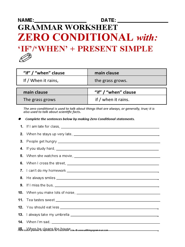 Zero Conditional: With | PDF | Cognition | Linguistics