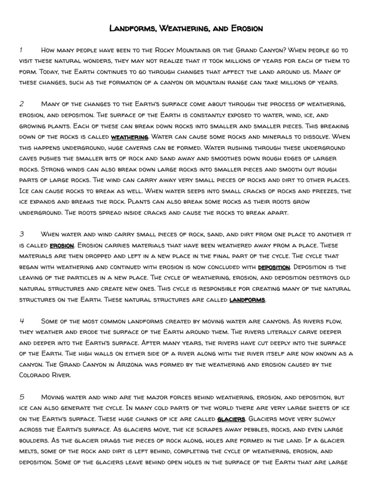 Landforms, Weathering, & Erosion 2 | PDF | Erosion | Volcano