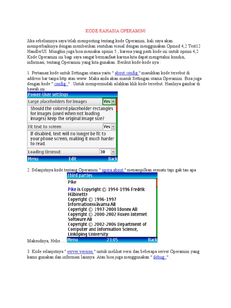 Kode Rahasia Operamini HP Java | PDF