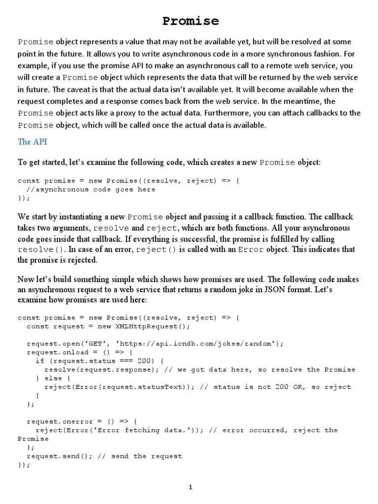 Promise: The Api | PDF | Callback (Computer Programming) | Scope (Computer Science)