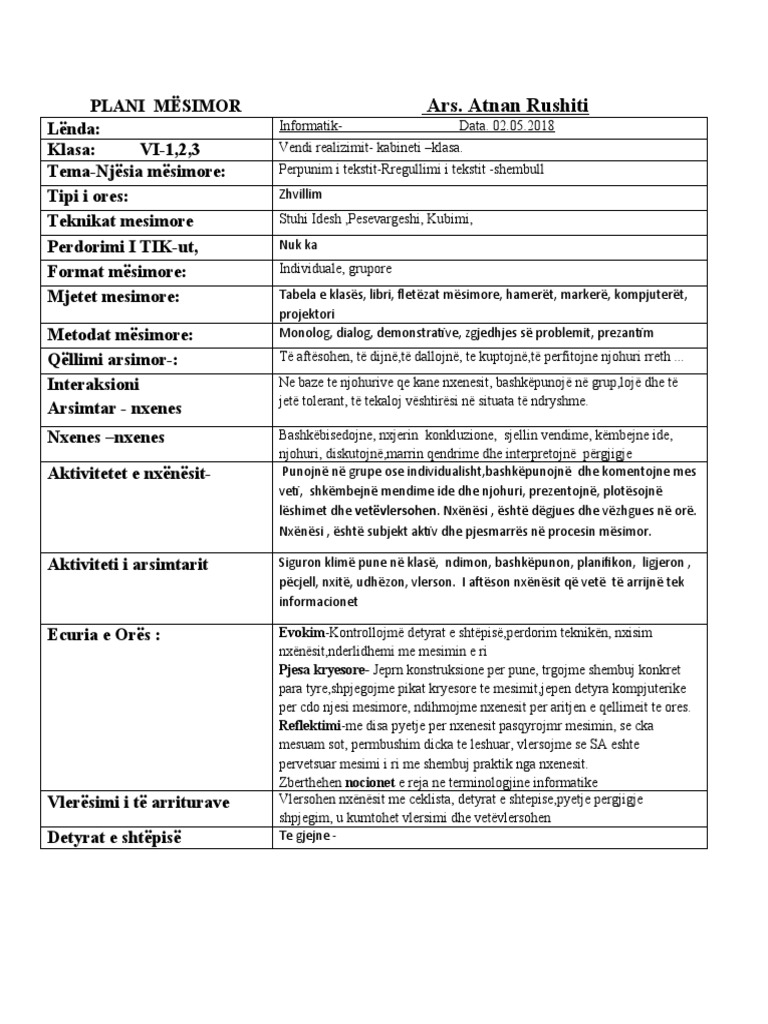 Plani Maj Qershor | PDF