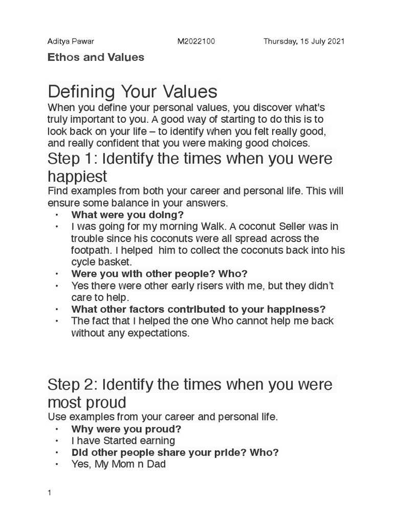 Ethos & Values M2022100 | PDF | Psychological Concepts | Human Nature