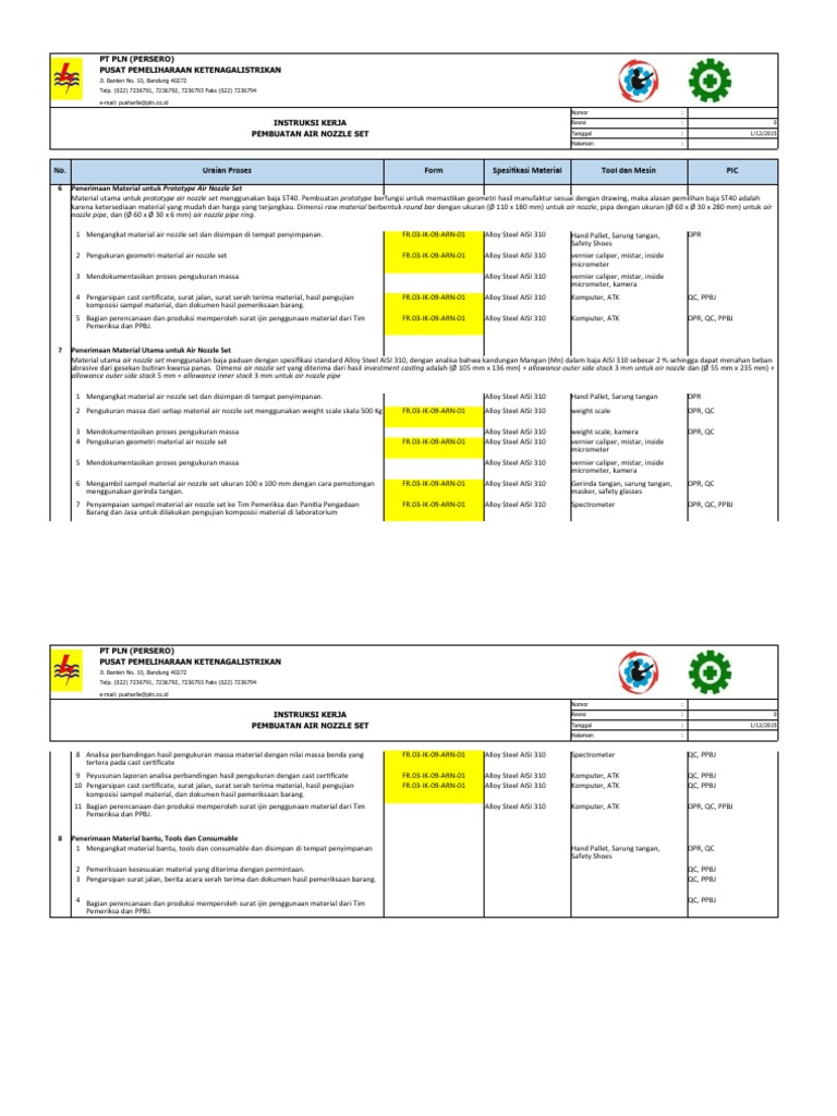 Fr.02-Pt.14.Tek Inspection Test Plan - Rekondisi Grinding Roll | PDF ...