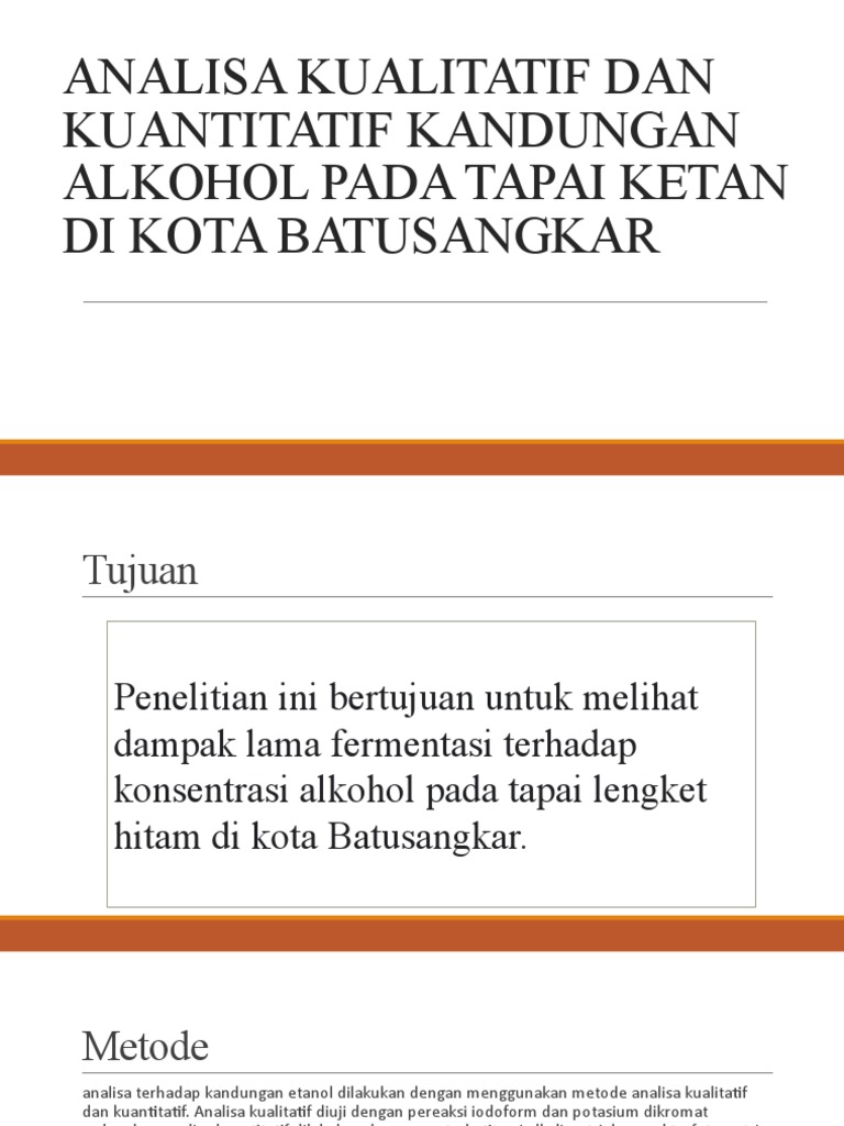 Analisa Kualitatif Dan Kuantitatif Kandungan Alkohol Pada Tapai | PDF