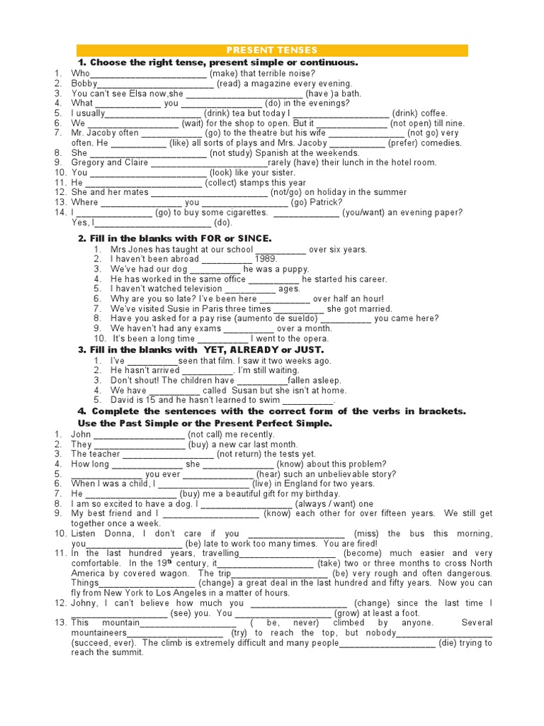 Tenses Exercises | PDF