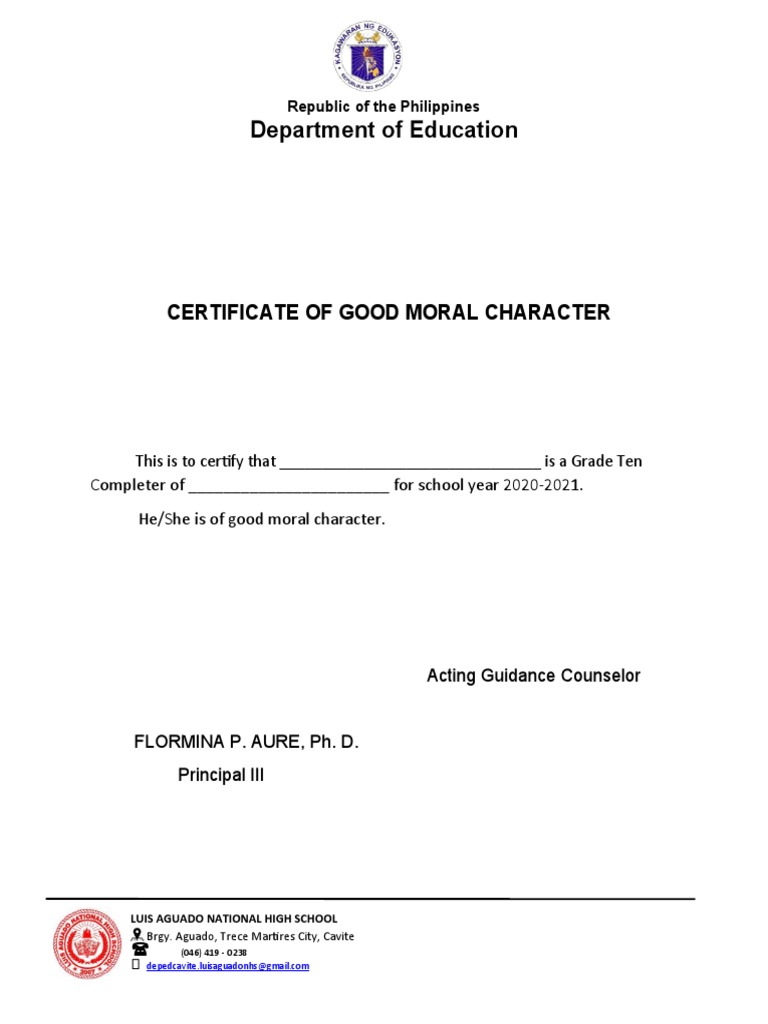 Cert.-of-Good-Moral Word Sample | PDF