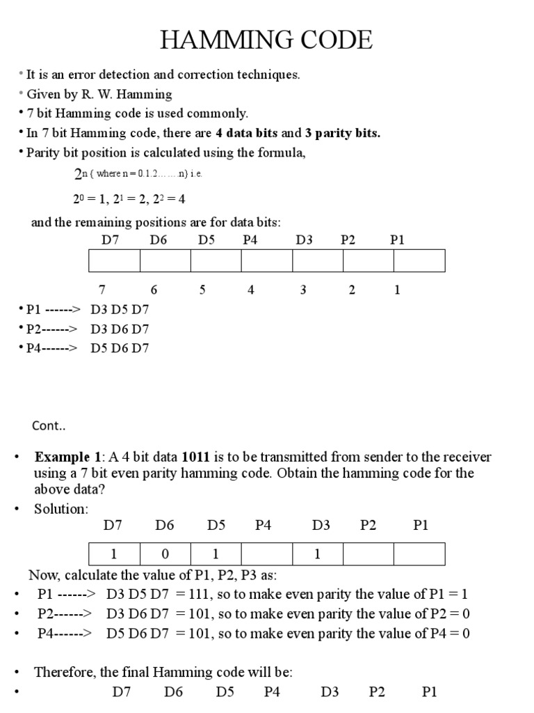 Hamming Code: An Error Detection and Correction Technique | PDF ...