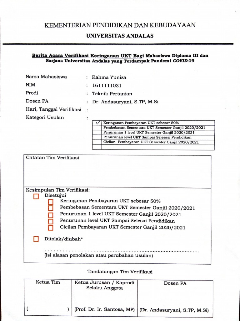 Dokumen Penurunan Ukt | PDF