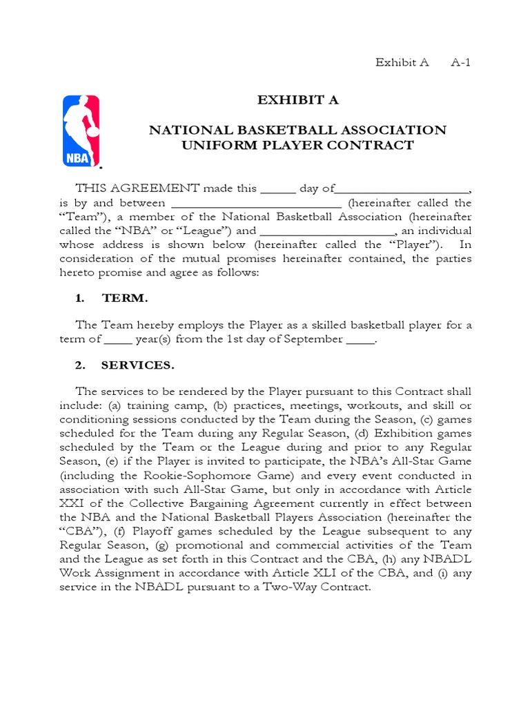 NBA Uniform Player Contract (2017 CBA) | PDF | Salary | Damages