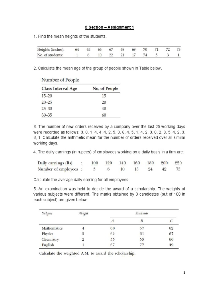 Stat Assignment 1 - C Sec | PDF | Standard Deviation | Mean