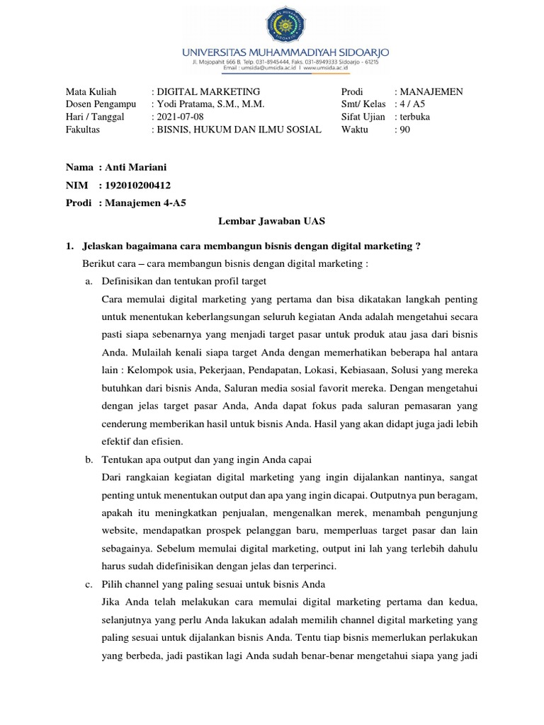 UAS Digital Marketing | PDF