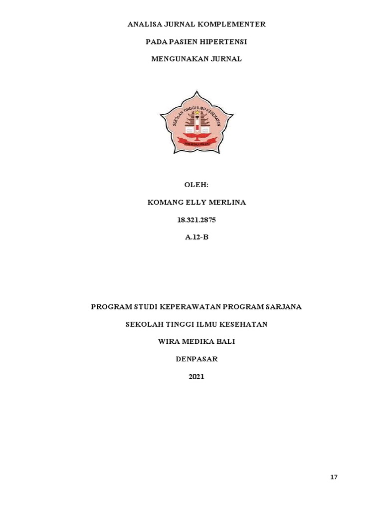 Analisa Jurnal Pico - 183212875 - Analisa Jurnal Pada Pasien Hipertensi | PDF | Sains & Matematika
