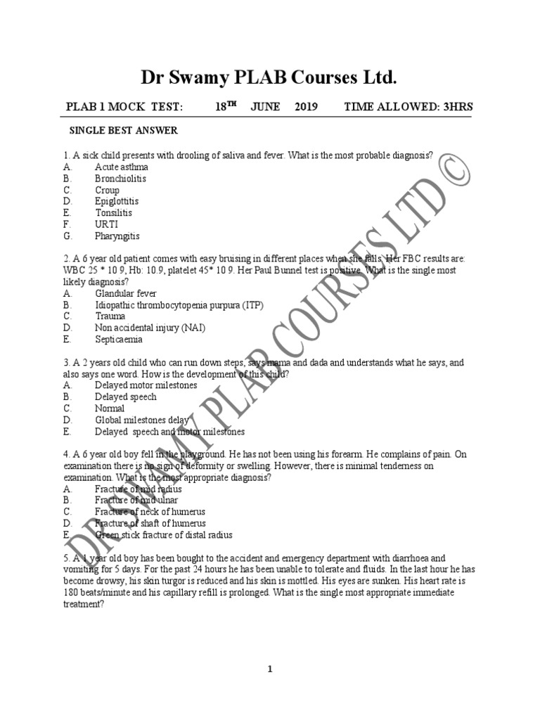 18Th June 2019 Plab 1 Mock Test Plab Resources | PDF | Anxiety Disorder ...