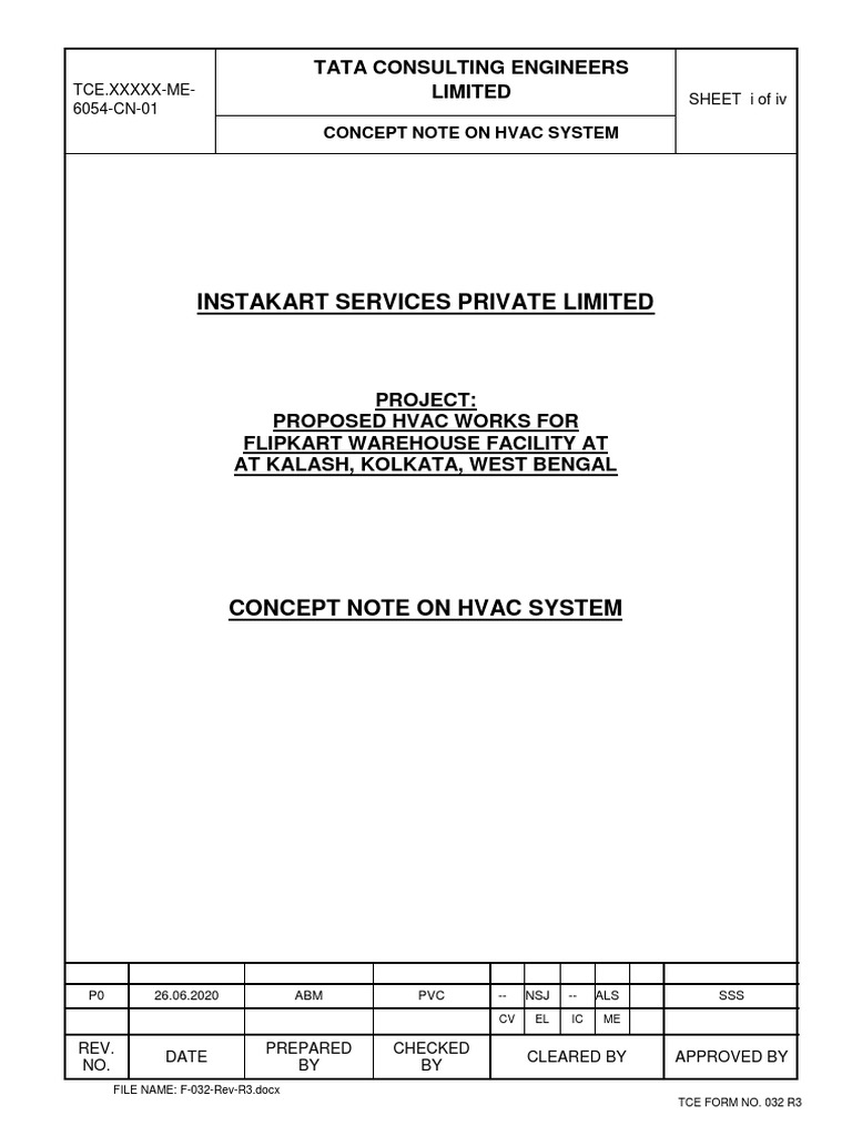 Flipkart, Kolkata-Concept Note On Hvac System-Rev p0 | Download Free ...