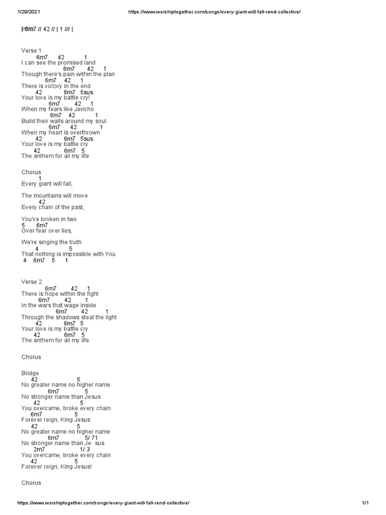 Every Giant Will Fall Lyrics | PDF