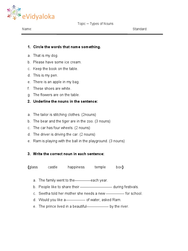 7E, 8E - Types of Nouns - Worksheet | PDF | Language Arts & Discipline ...