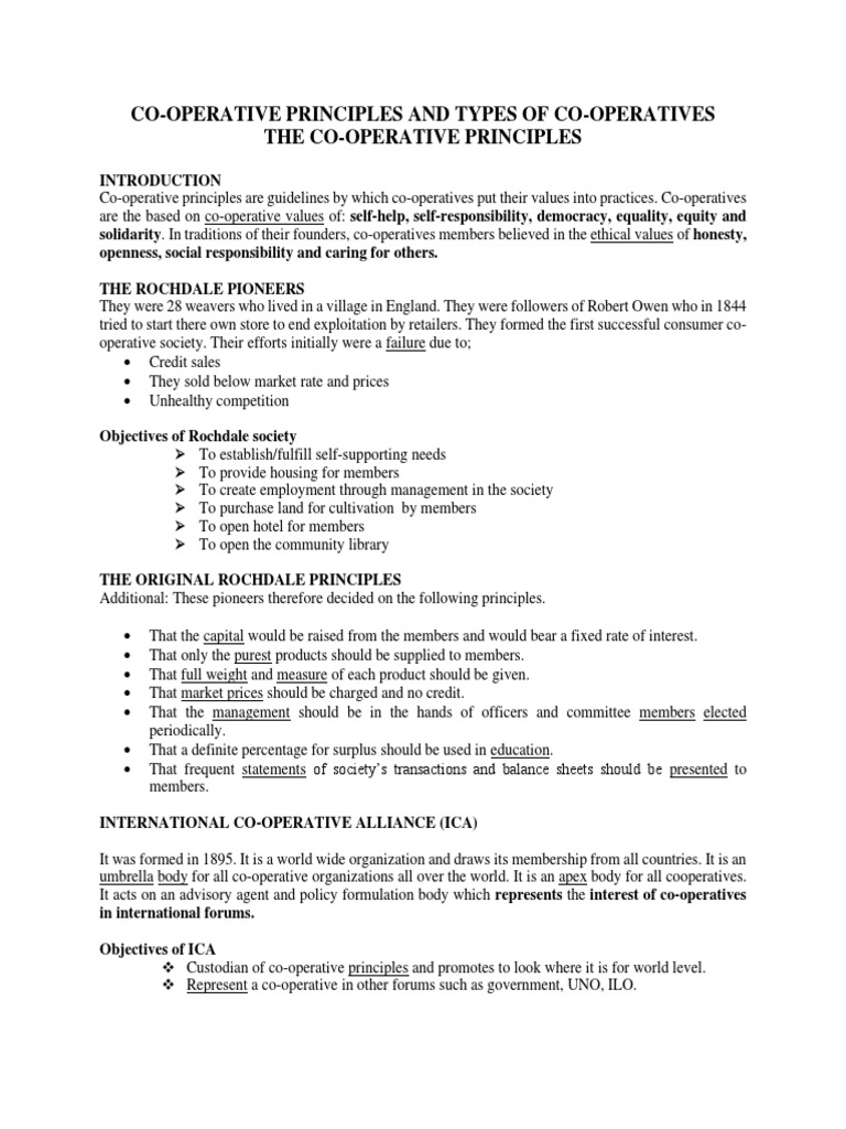 Lesson Three Co-Operative Principles and Types of Co-Operatives | PDF ...