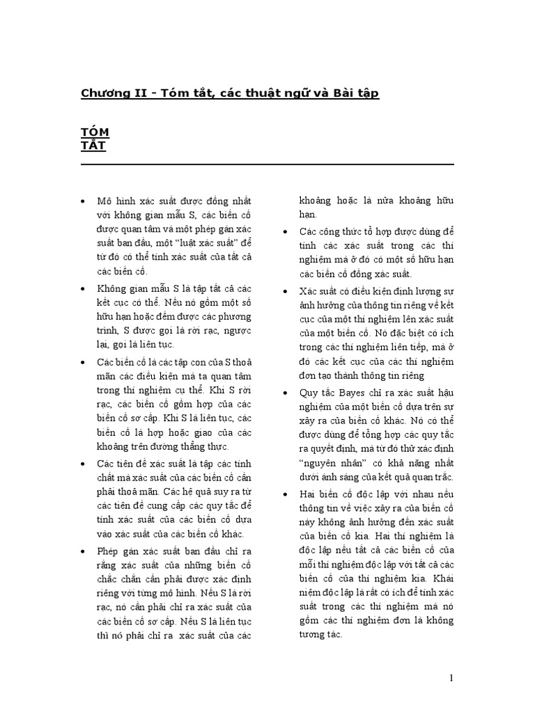 BT Ch2 Các khái niệm cơ bản của Lý thuyết Xác suất | PDF