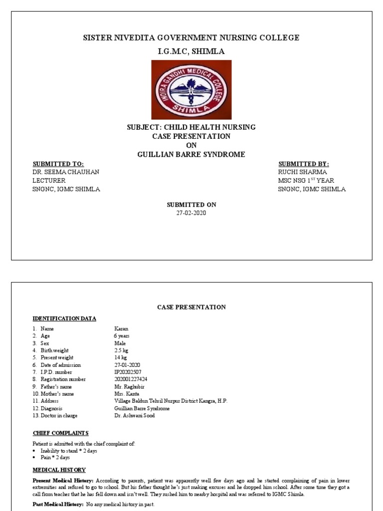 Case Presentation On Gbs | PDF | Nervous System | Autonomic Nervous System