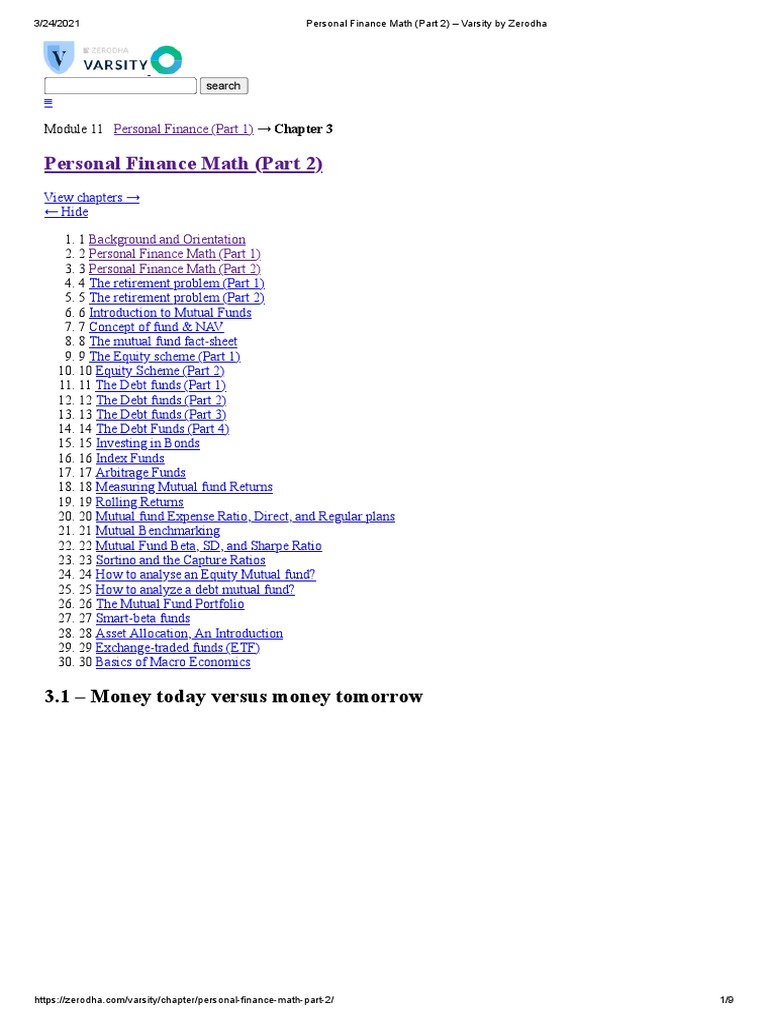 Personal Finance Math (Part 2) - Varsity by Zerodha | PDF | Present ...