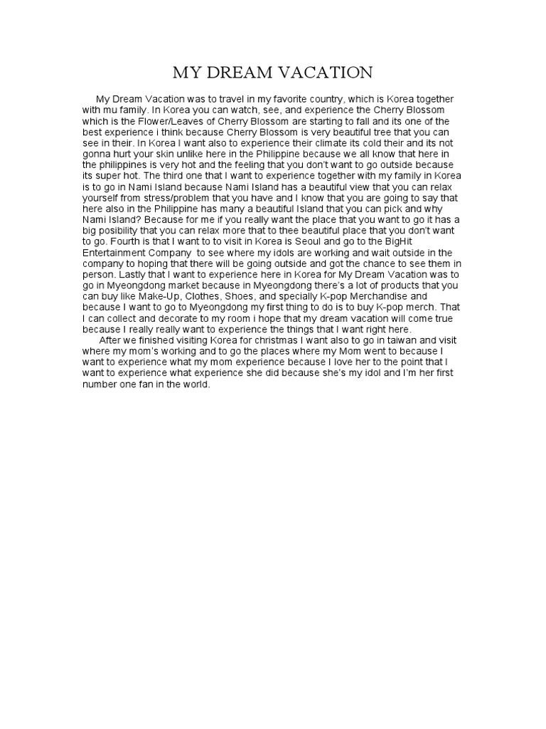 My Dream Vacation | PDF | Paris