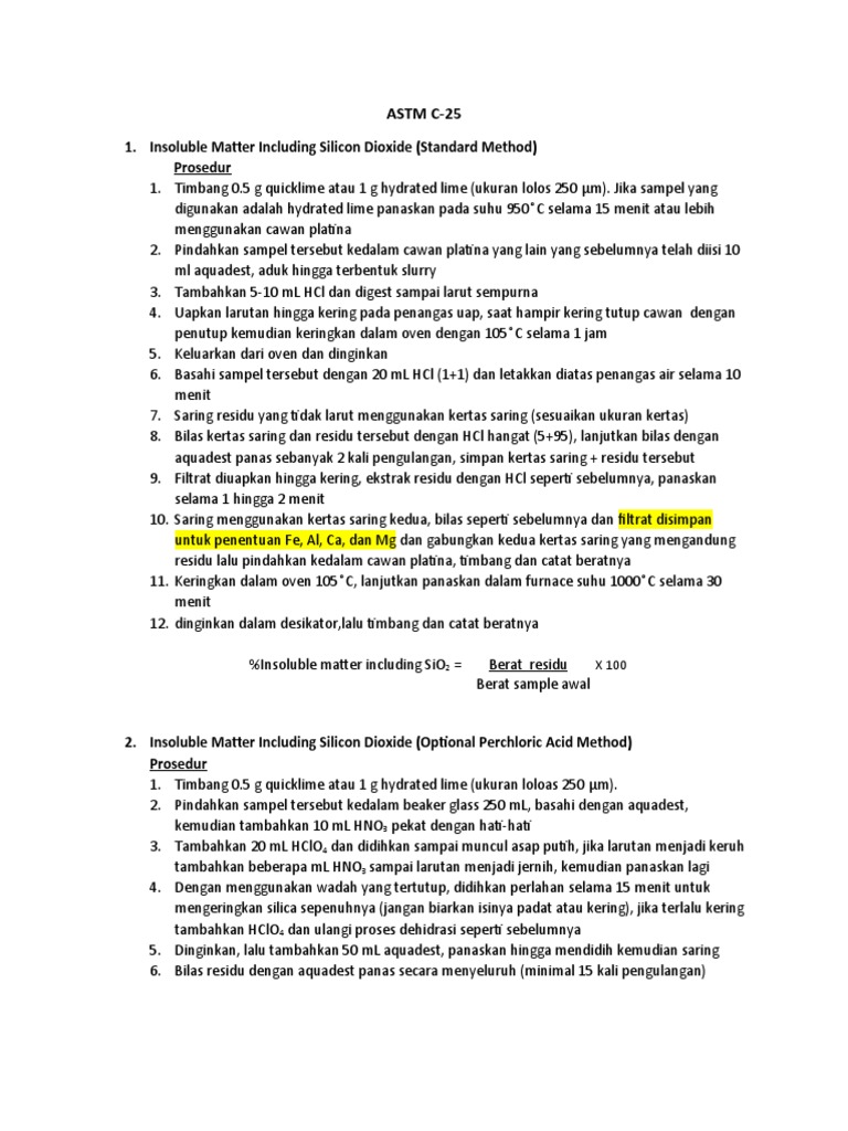 ASTM C25 Prosedur | PDF