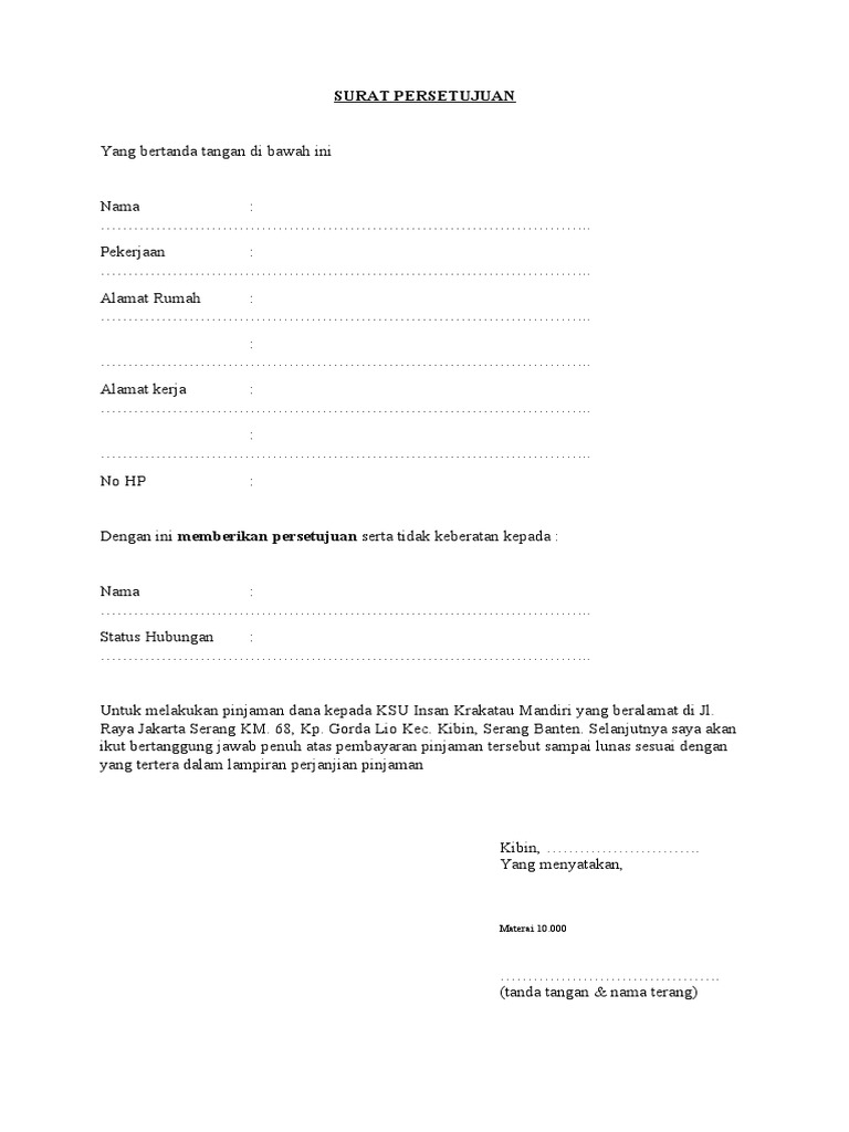 Surat Persetujuan | PDF