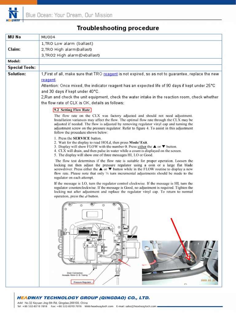 Troubleshooting Procedure (TRO High-Low Alarm) | PDF | Water | Valve