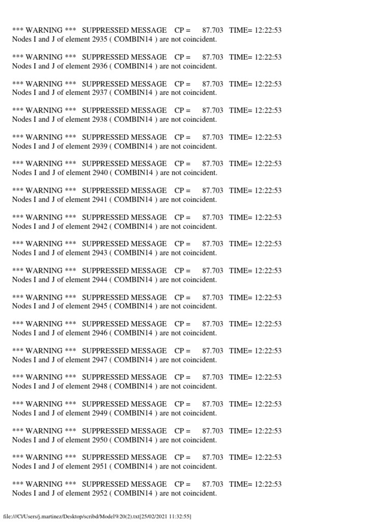 COMBIN14 Element Node Warning | PDF | Computing | Computer Networking