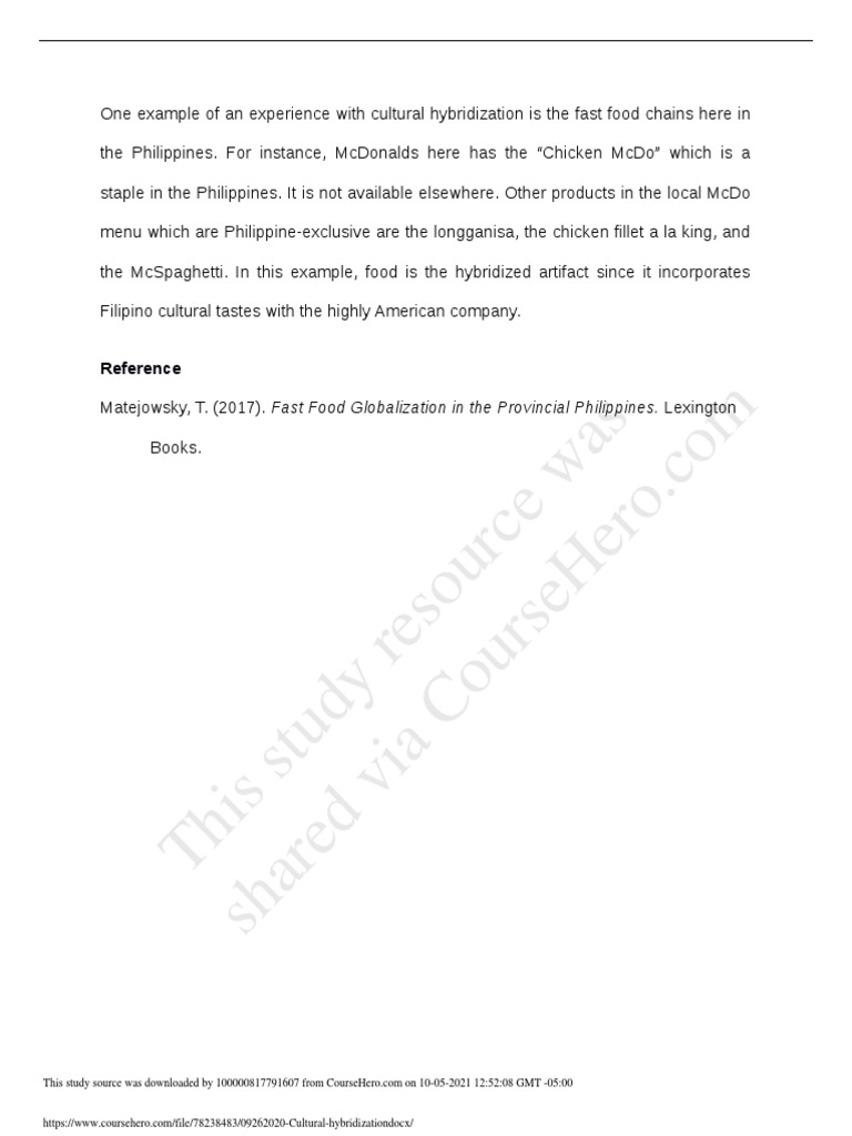 Cultural Hybridization | PDF | Food And Drink | Gastronomy