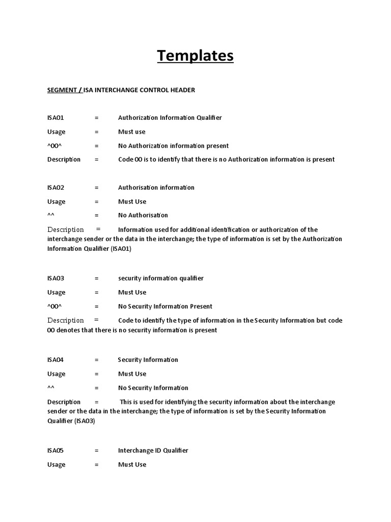 EDI ISA/GS/ST/BAK/CUR/REF Segments Guide | PDF | Currency | Information