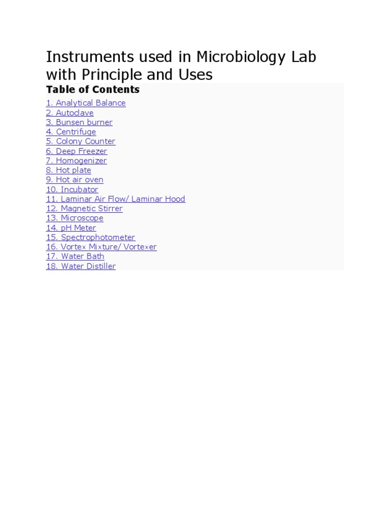 Microbiology Lab Instruments Overview | PDF | Ph | Sterilization ...