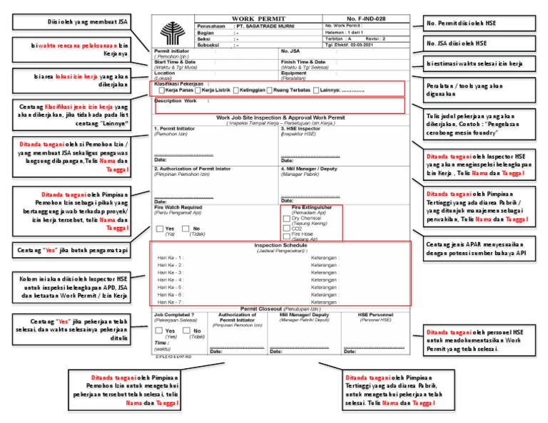 Panduan Cara Pengisian Work Permit | PDF