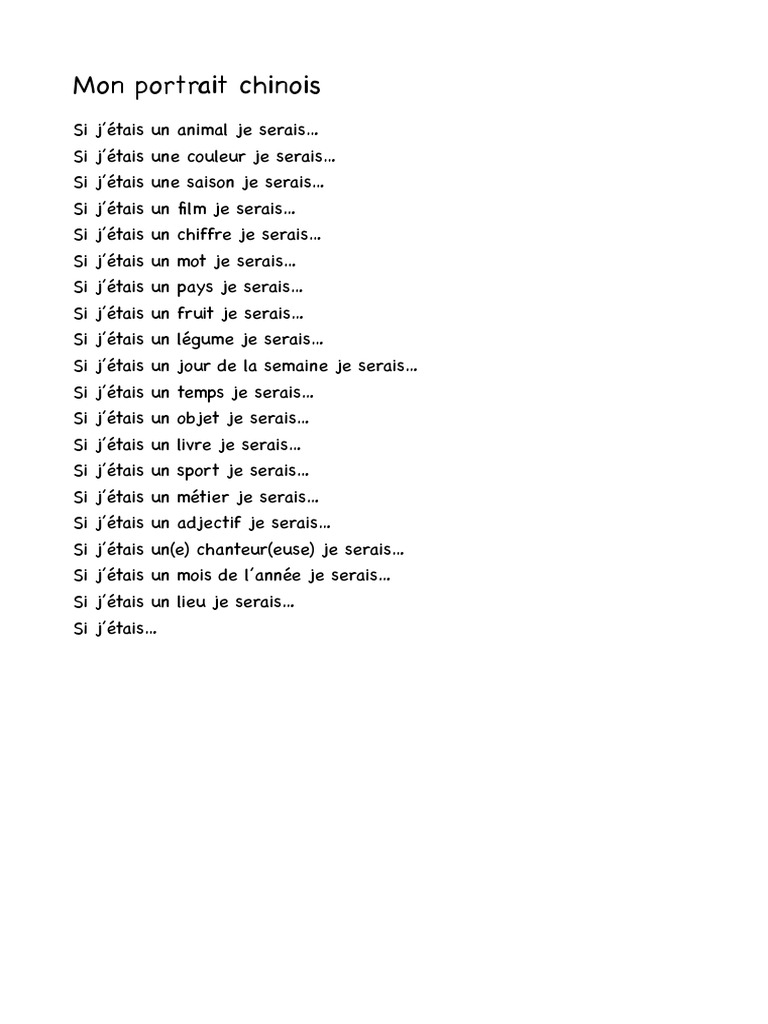 Mon Portrait Chinois | PDF