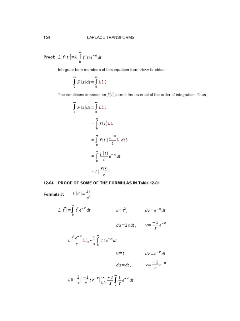 Laplace Transforms Formulas Proof | PDF | Applied Mathematics ...