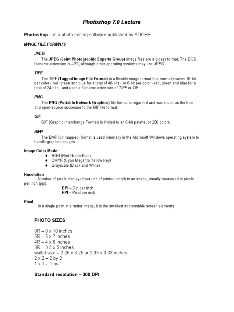 Photoshop 7.0 Lecture: Photoshop - Is A Photo Editing Software ...