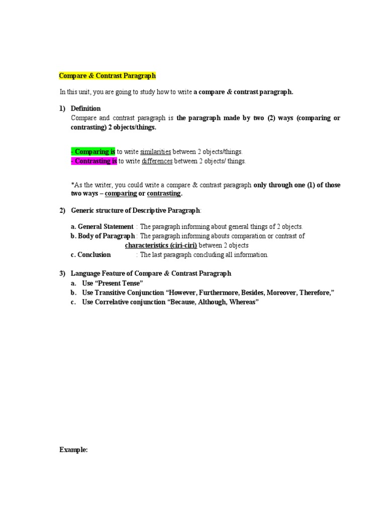 Writing Compare & Contrast Paragraphs | PDF | Educational Technology ...