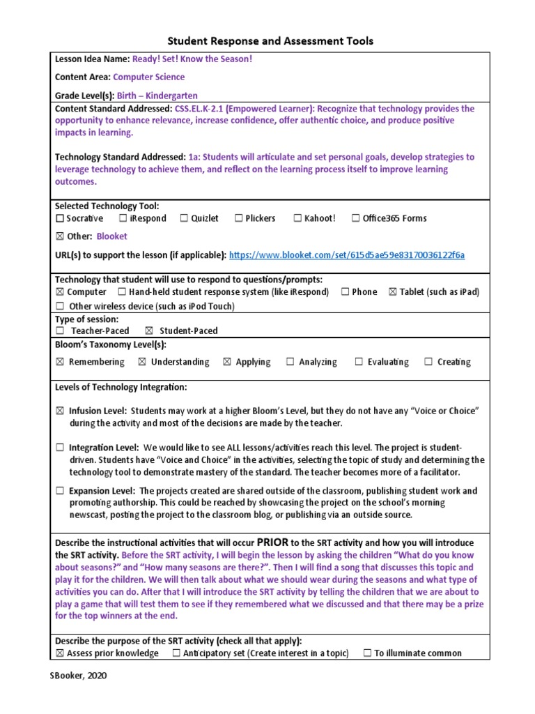 m07 Student Response Tools Lesson Idea Template | PDF | Learning ...