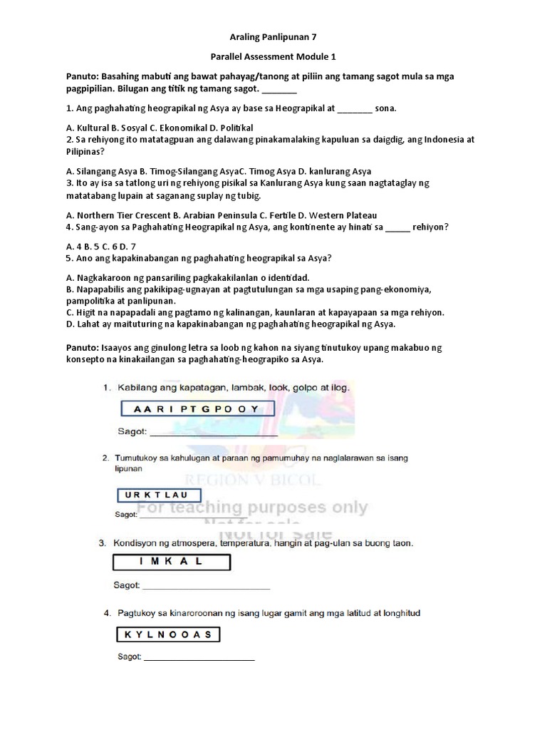 Araling Panlipunan 7 q1 | PDF