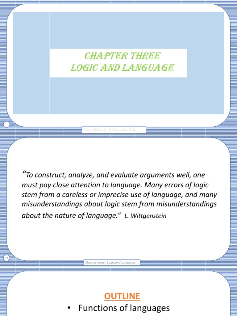Chapter Three Logic and Language: Compiled By: Mohammed Z | PDF ...