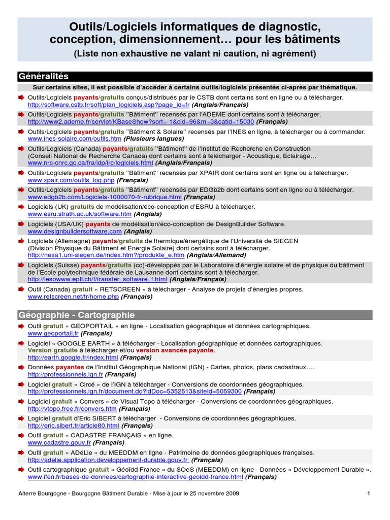 Outils Logiciels de Diagnostic Conception Dimensionnement | PDF | La nature
