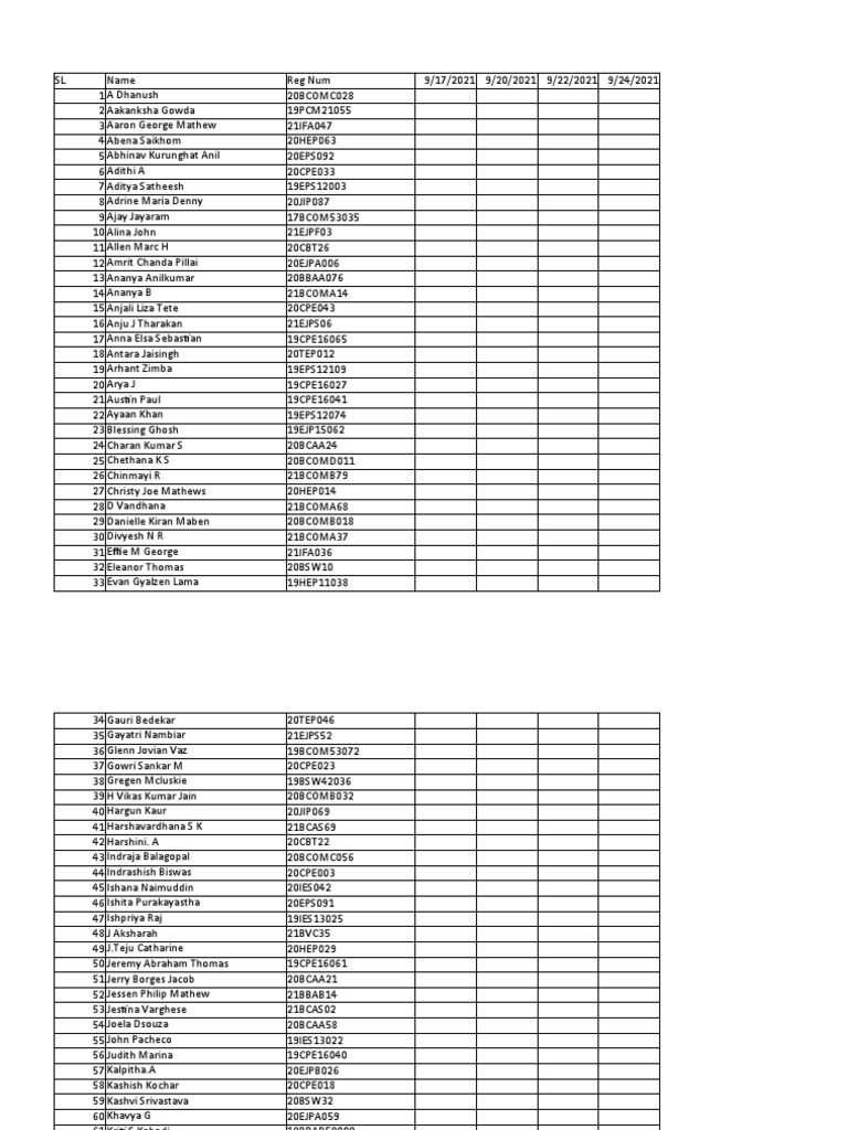 Attendance Spanish CC 2021-22 | PDF