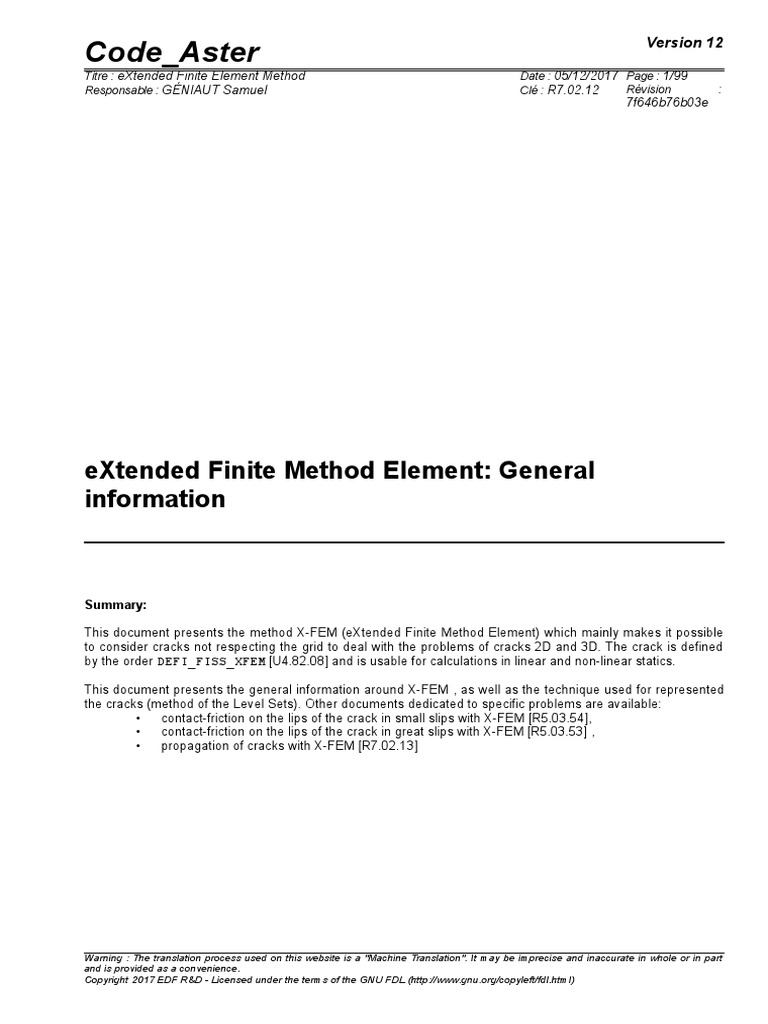 Code - Aster: Extended Finite Method Element: General Information | PDF | Mathematical Objects ...