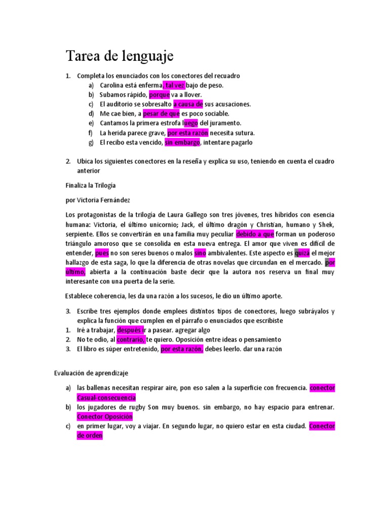 Tarea de Lenguaje | PDF