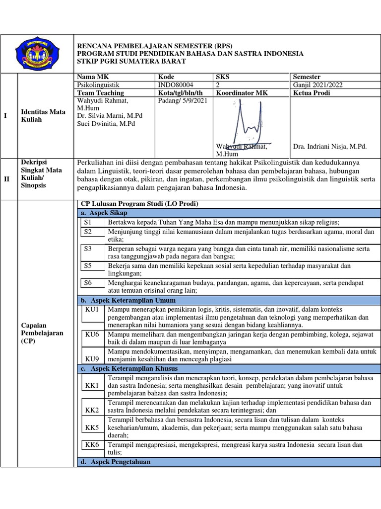 Rps | PDF | Karier & Perkembangan | Seni & Disiplin Bahasa