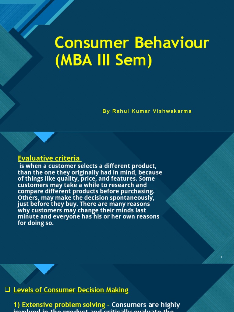 Consumer Behaviour (MBA III Sem) | PDF | Motivation | Motivational