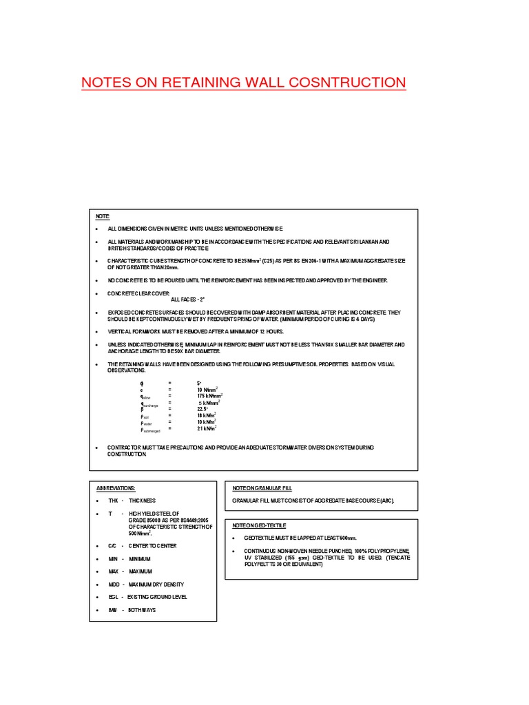 Matara Ret Wall Sketch | PDF | Concrete | Architecture