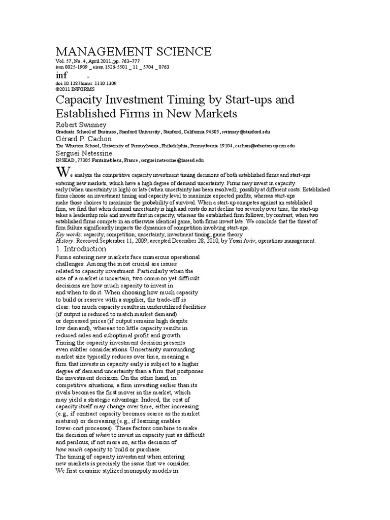 Management Science: Robert Swinney Gérard P. Cachon Serguei Netessine ...