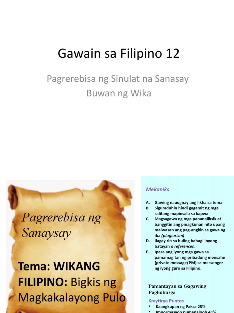 Performance Task Sa Filipino 12 | PDF Performance Task Sa Filipino 12 | PDF