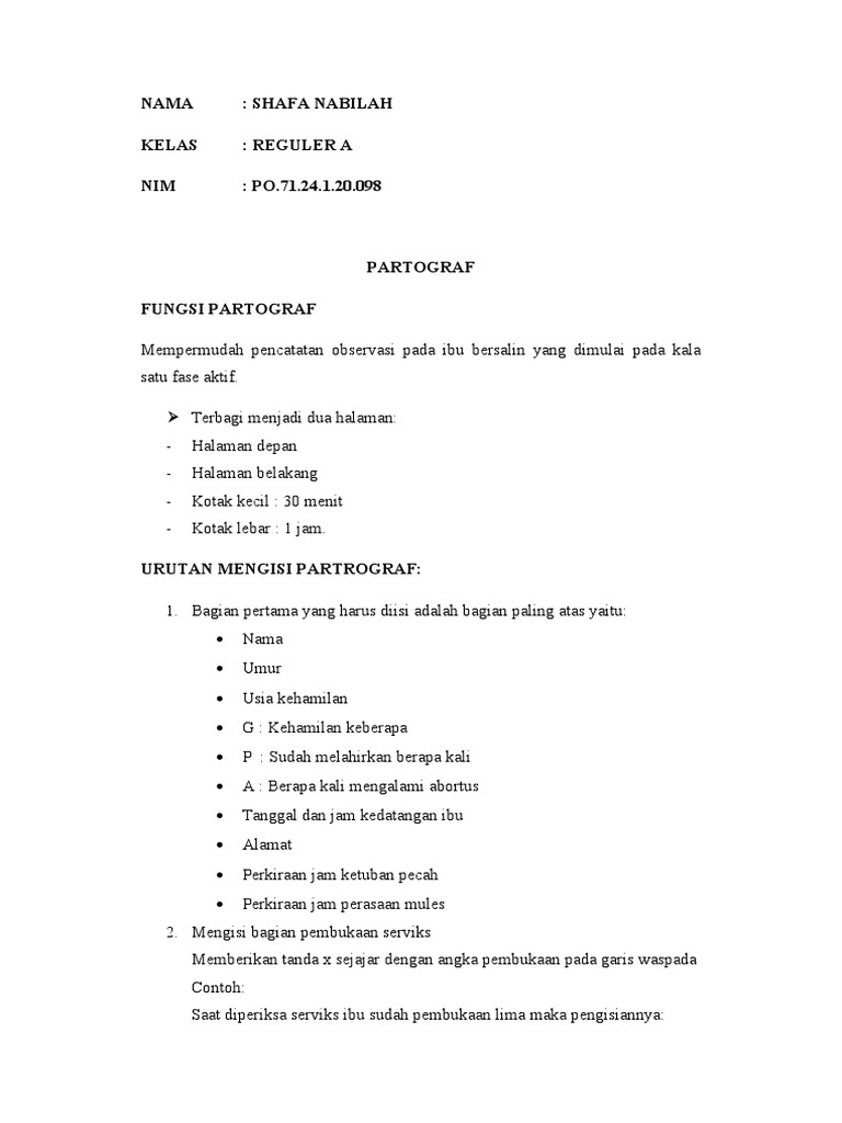 Panduan Pengisian Partograf | PDF